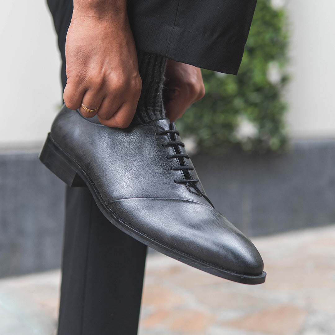 BLIND SEAM WHOLECUT LACE UP- GREY – The Alternate